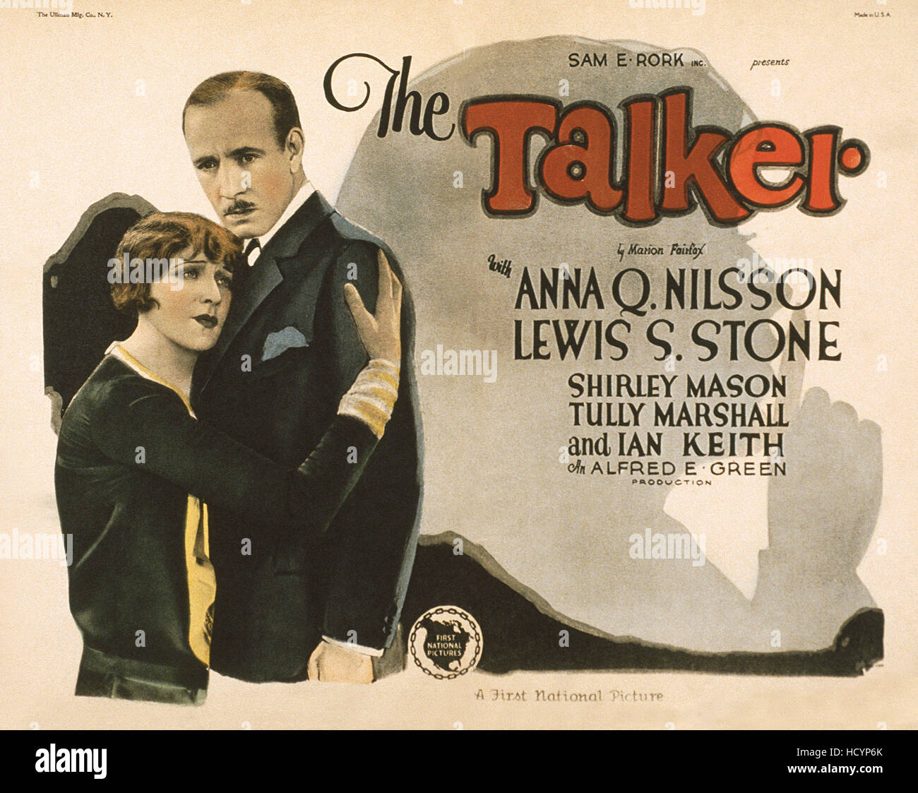 THE TALKER, US poster, from left: Anna Q. Nilsson, Lewis Stone, 1925 ...