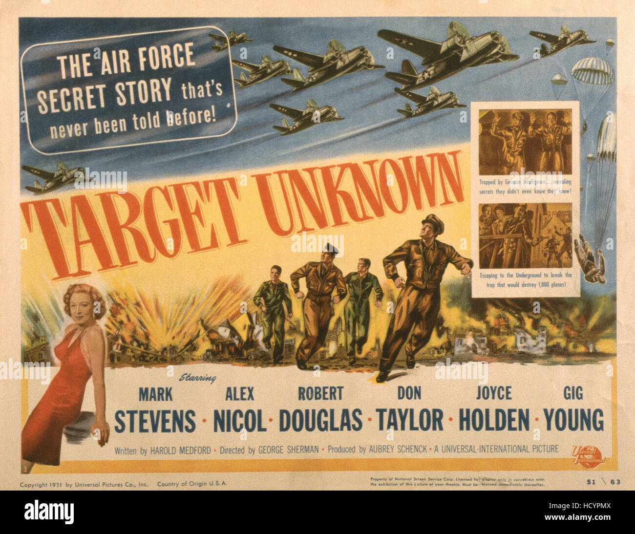 TARGET UNKNOWN, US poster, Malu Gatica (left), 1951 Stock Photo - Alamy