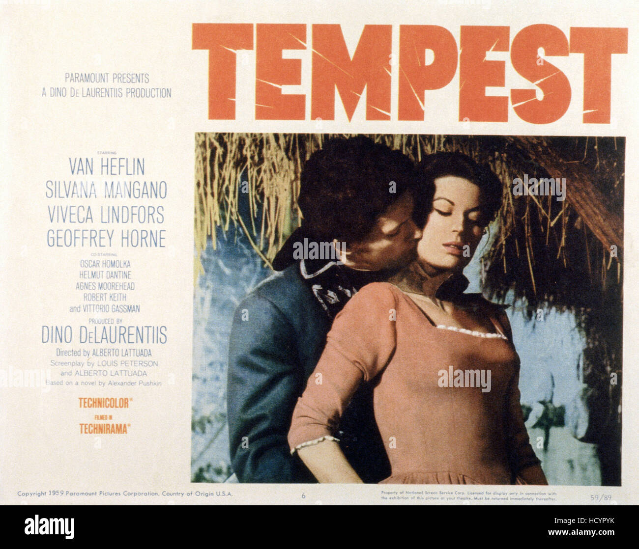TEMPEST, (aka LA TEMPESTA), Geoffrey Horne, Silvana Mangano, 1958 Stock Photo - Alamy