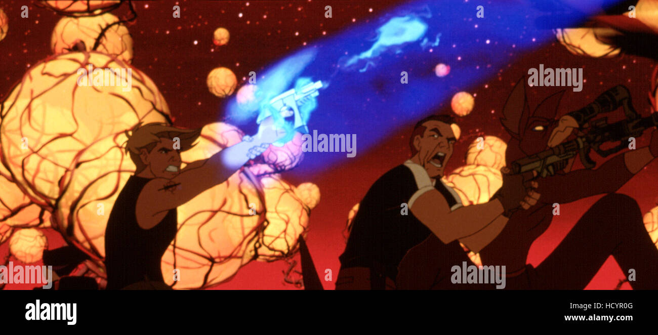TITAN A. E., Cale, Korso, Stith, 2000, firing on the enemy Stock Photo ...