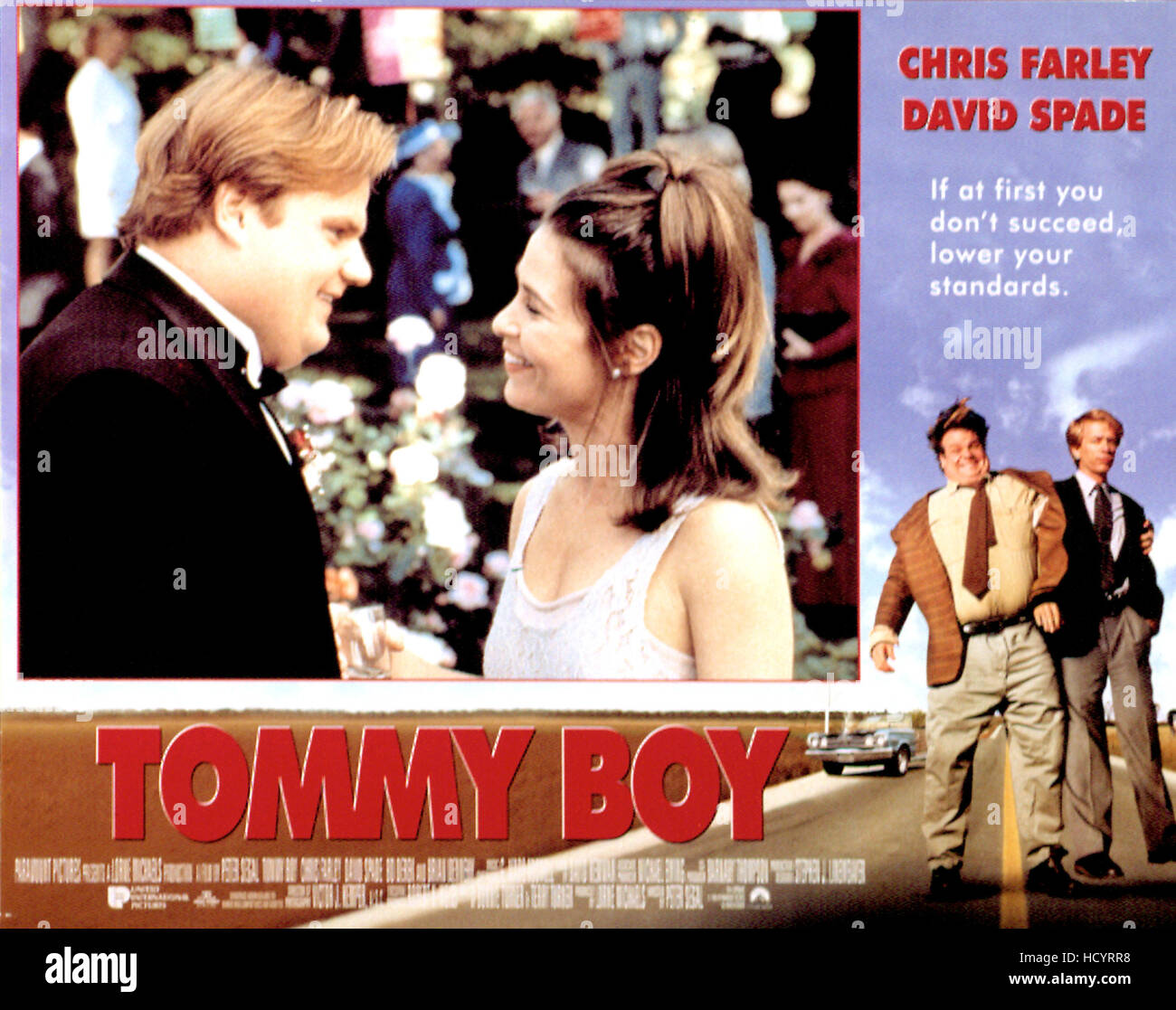 TOMMY BOY, Chris Farley, Julie Warner, lobby card, poster art, 1995. (c ...