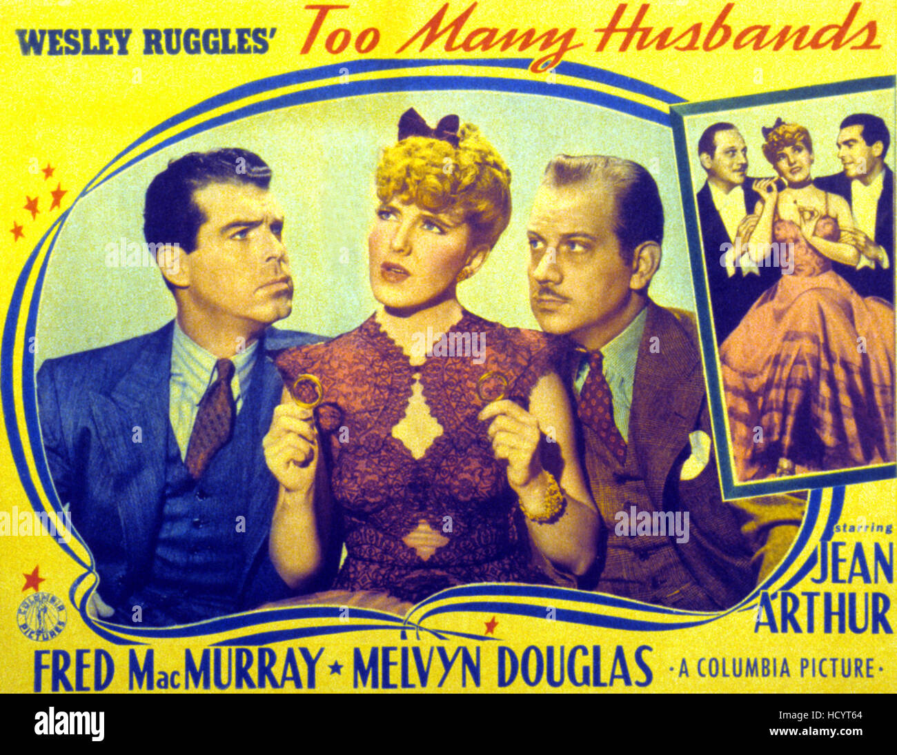 TOO MANY HUSBANDS, Fred MacMurray, Jean Arthur, Melvyn Douglas, 1940 ...