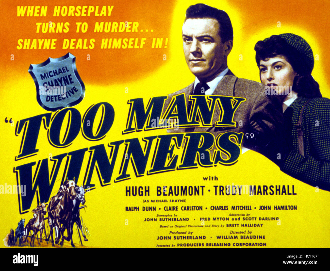 TOO MANY WINNERS, US poster, from left, Hugh Beaumont, Trudy Marshall ...