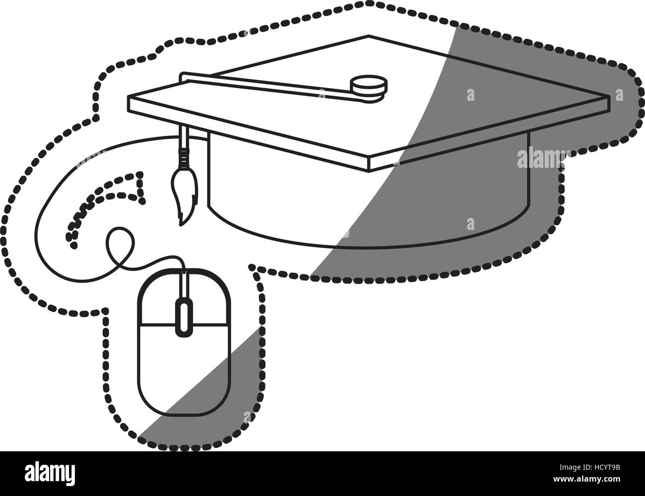 Graduation cap and mouse icon. University education school and college ...