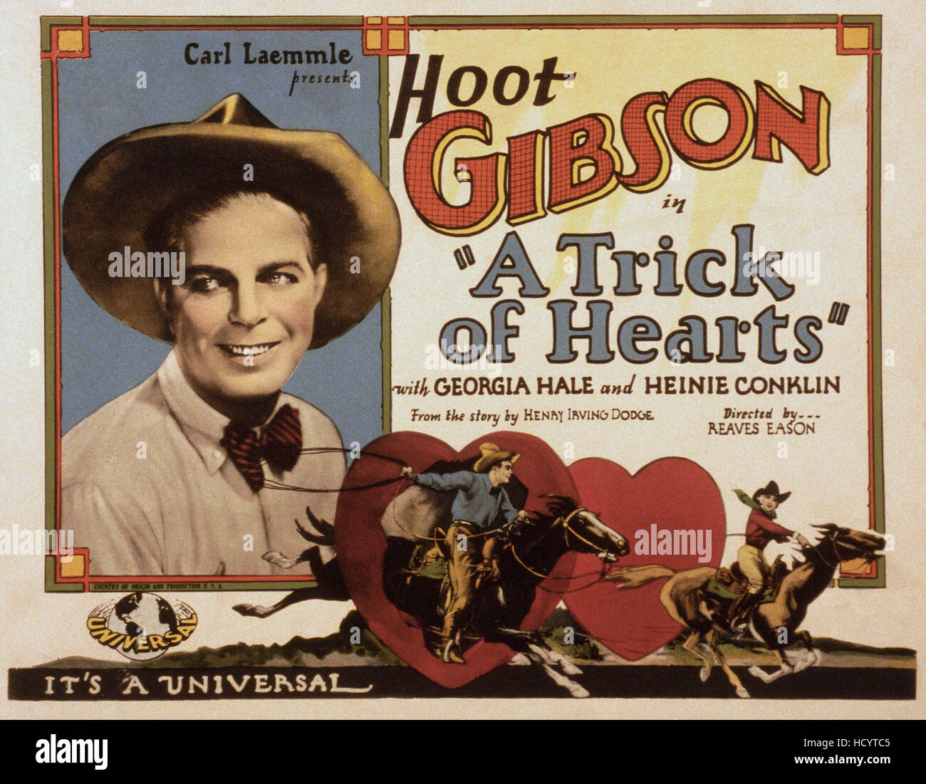 A TRICK OF HEARTS, US lobbycard, Hoot Gibson, 1928 Stock Photo - Alamy