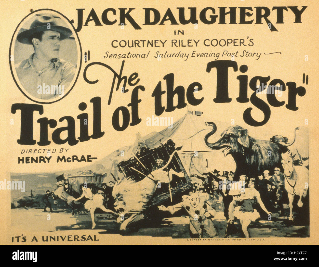 THE TRAIL OF THE TIGER, US poster, Jack Dougherty (top), 1927 Stock ...