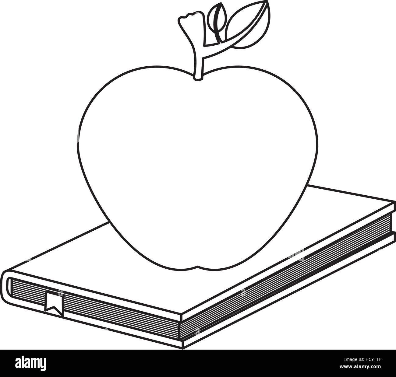 Book and apple icon. Education literature read and library theme ...