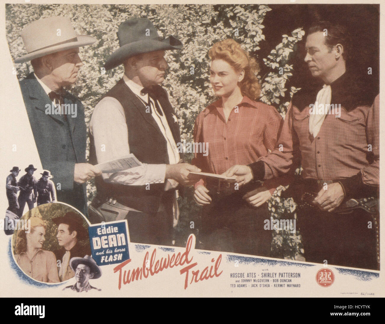 TUMBLEWEED TRAIL, US lobbycard, top from left: Bob Duncan, Frank Ellis ...