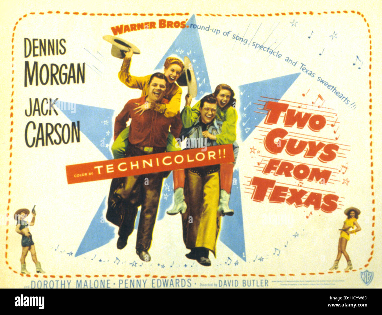 TWO GUYS FROM TEXAS, front from left: Jack Carson, Dennis Morgan, rear ...