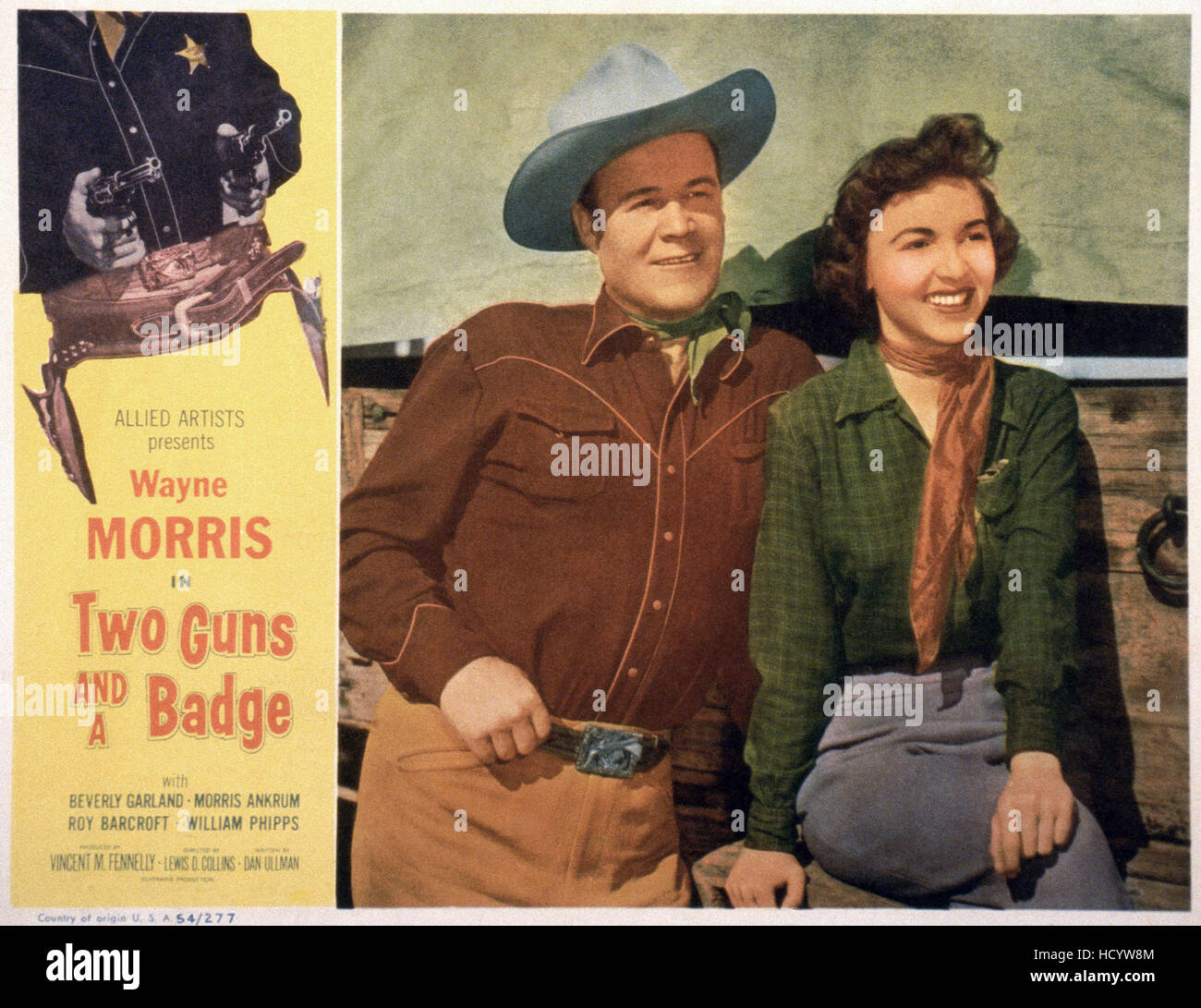 TWO GUNS AND A BADGE, US poster art, from left: Wayne Morris, Beverly ...
