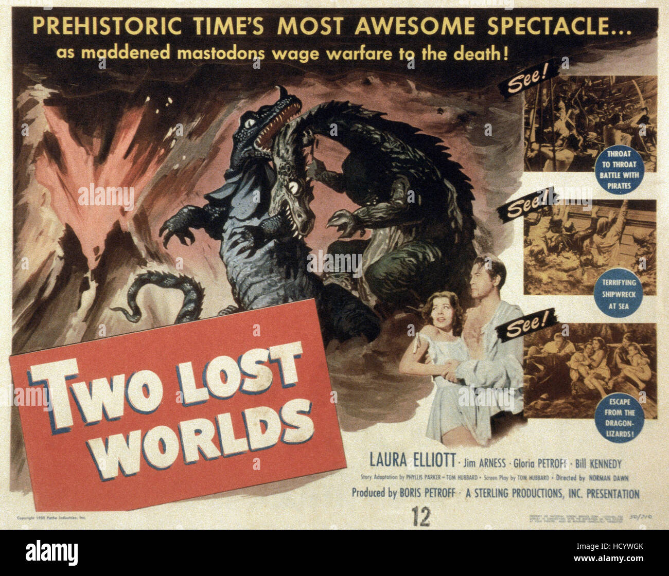 TWO LOST WORLDS, US poster, from left: Laura Elliott (aka Kasey Rogers ...