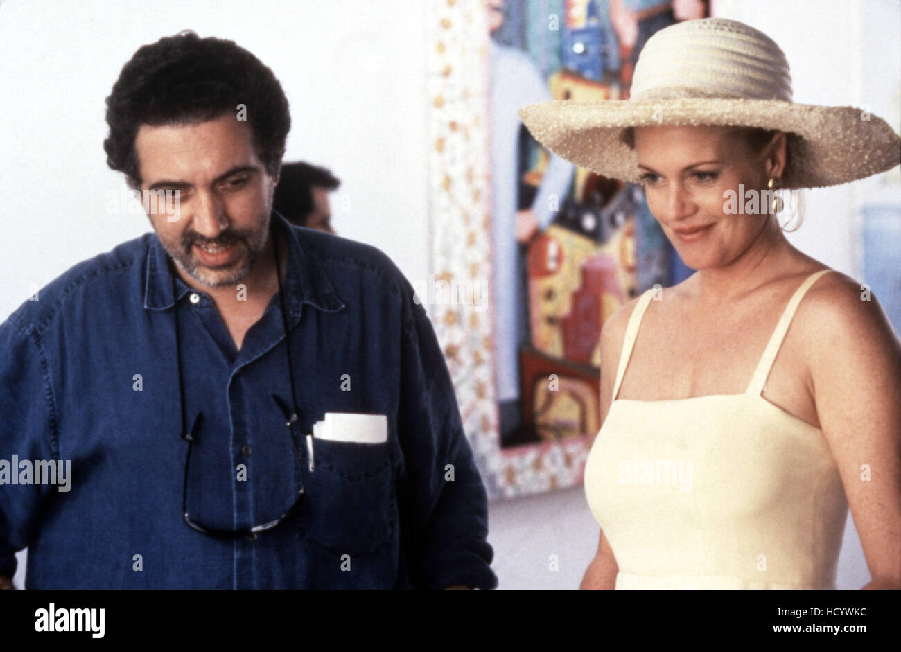 TWO MUCH, from left: director Fernando Trueba, Melanie Griffith on set ...