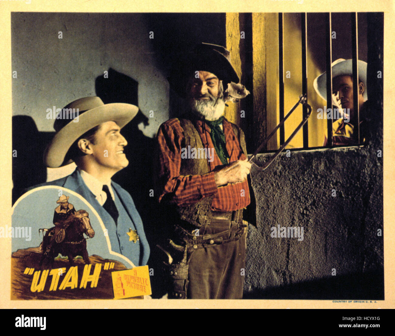 UTAH, Jack Rutherford, Gabby Hayes, Roy Rogers, 1945 Stock Photo - Alamy