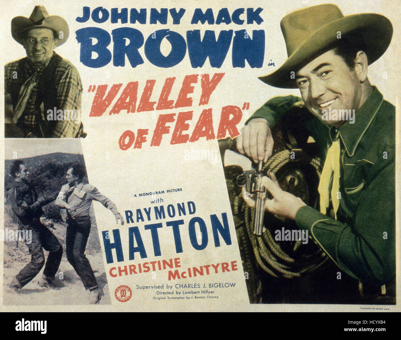 VALLEY OF FEAR, US poster, Raymond Hatton (top left), Johnny Mack Brown ...