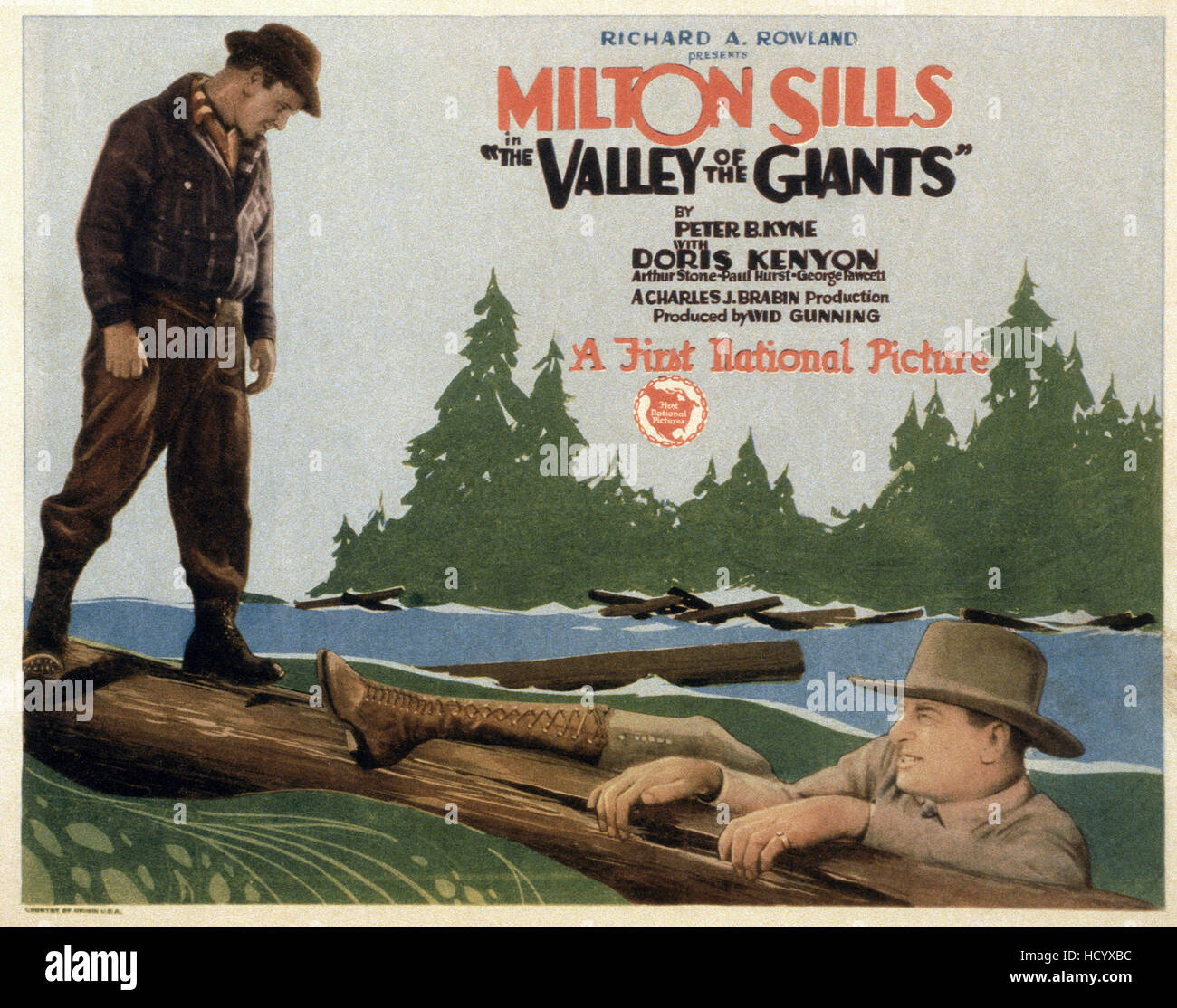 THE VALLEY OF THE GIANTS, US poster, Milton Sills (right), 1927 Stock ...