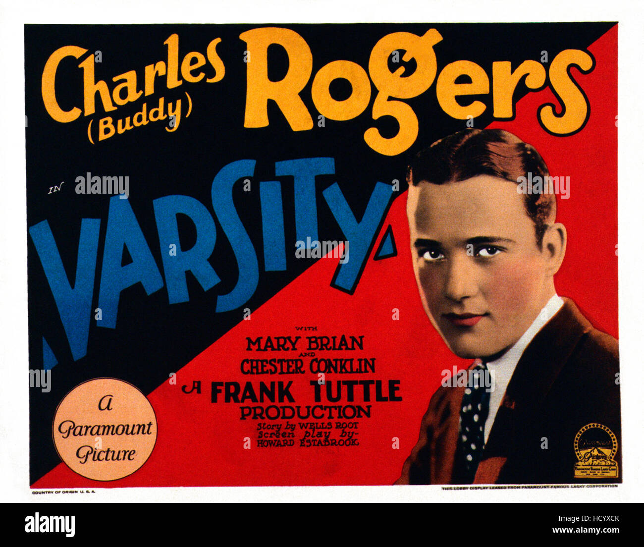 VARSITY, US poster, Charles 'Buddy' Rogers, 1928 Stock Photo - Alamy