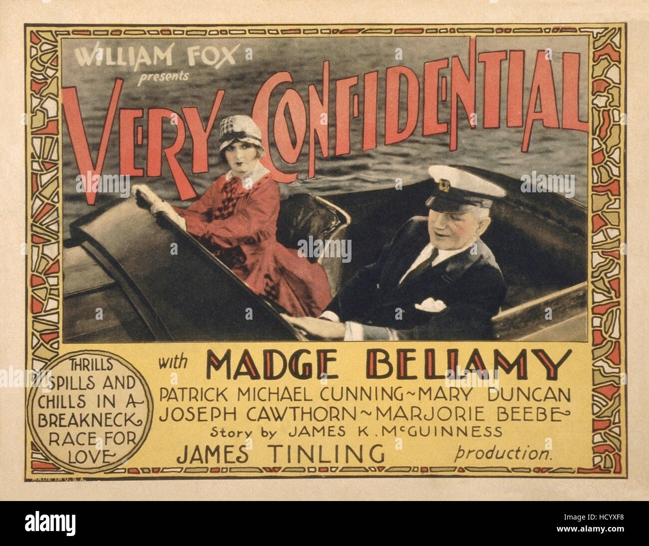 VERY CONFIDENTIAL, US lobbycard, from left: Madge Bellamy, Joseph ...