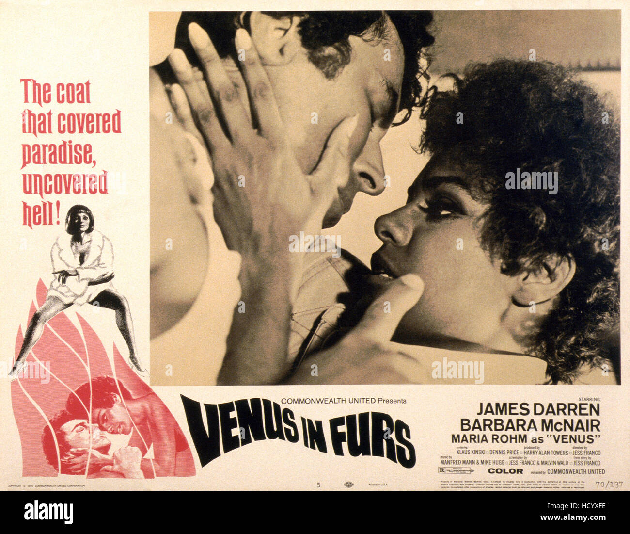 VENUS IN FURS, (aka PAROXISMUS), US lobbycard, from left, James Darren, Barbara McNair, 1970 ...