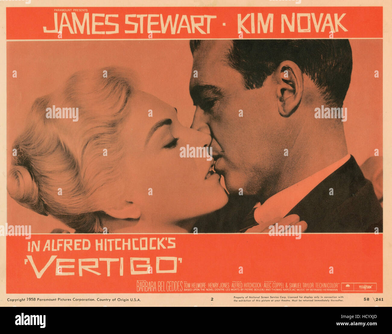 VERTIGO, (lobbycard), Kim Novak, James Stewart, 1958 Stock Photo - Alamy