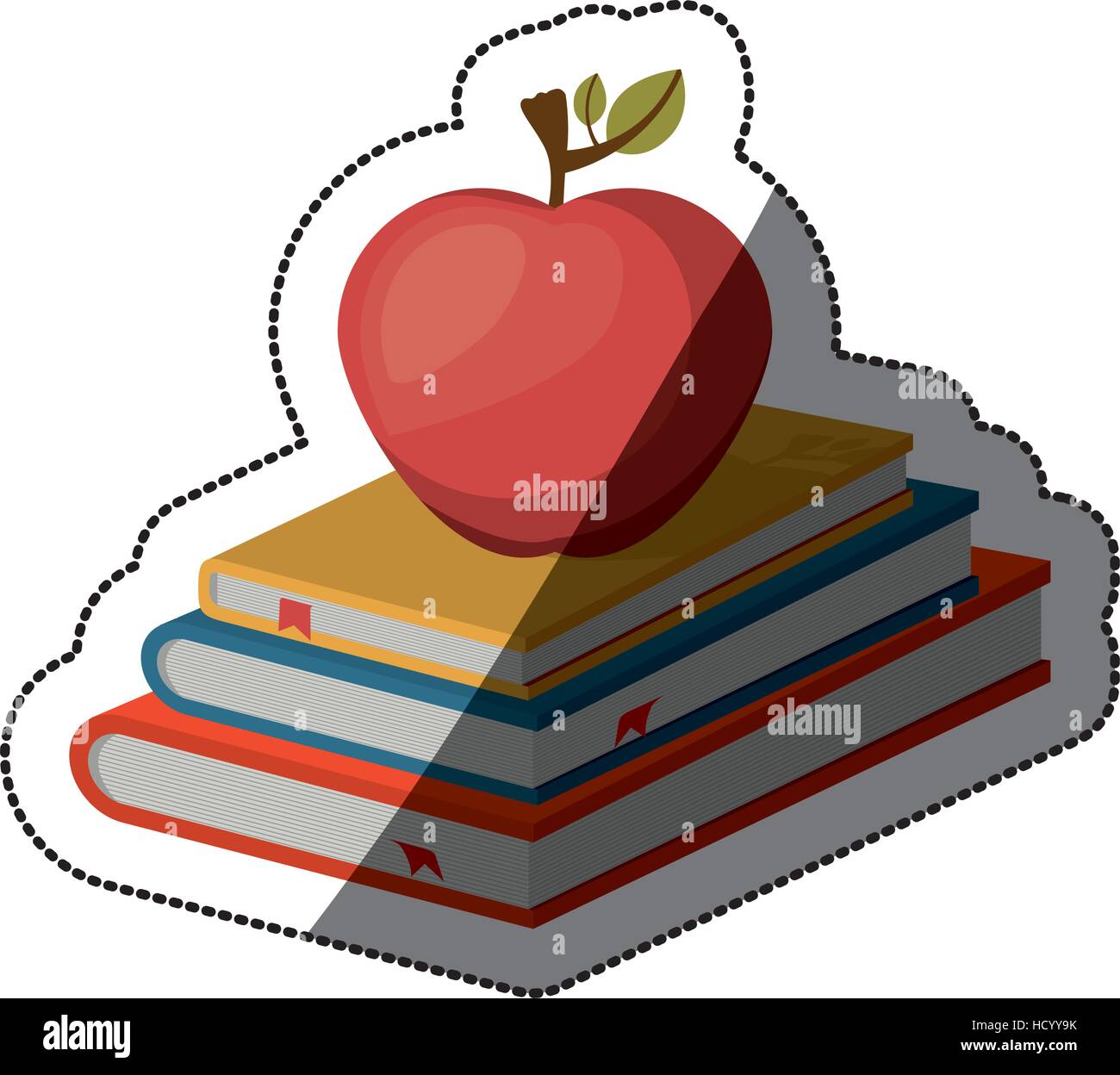 Book and apple icon. Education literature read and library theme ...