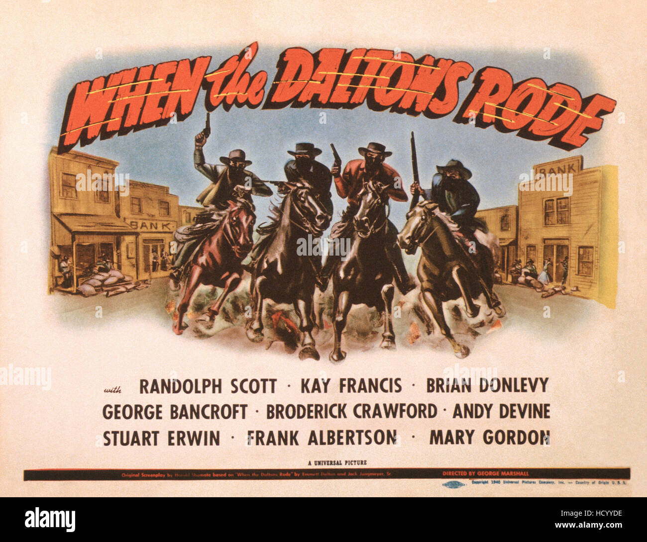 WHEN THE DALTONS RODE, US lobbycard, 1940 Stock Photo - Alamy