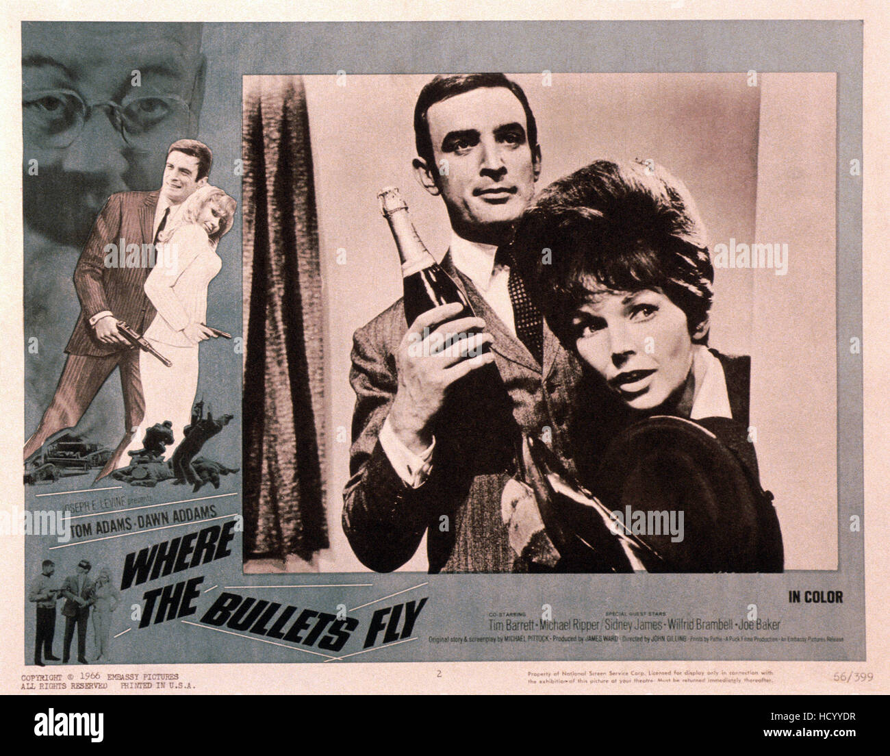 WHERE THE BULLETS FLY, US lobbycard, center from left: Tom Adams, Dawn ...