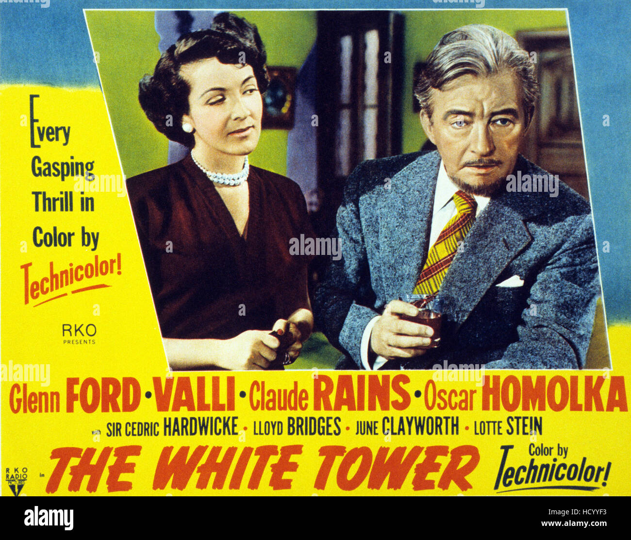 THE WHITE TOWER, l-r: June Clayworth, Claude Rains on lobbycard, 1950 ...