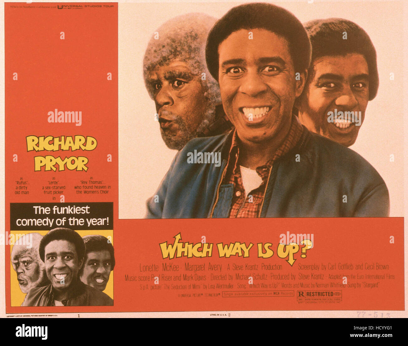 WHICH WAY IS UP?, US poster, Richard Pryor (tthree times), 1977 Stock ...