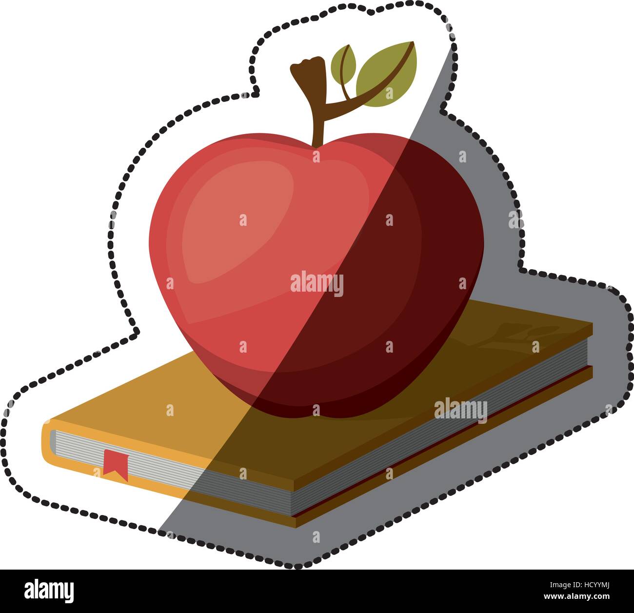 Book and apple icon. Education literature read and library theme ...