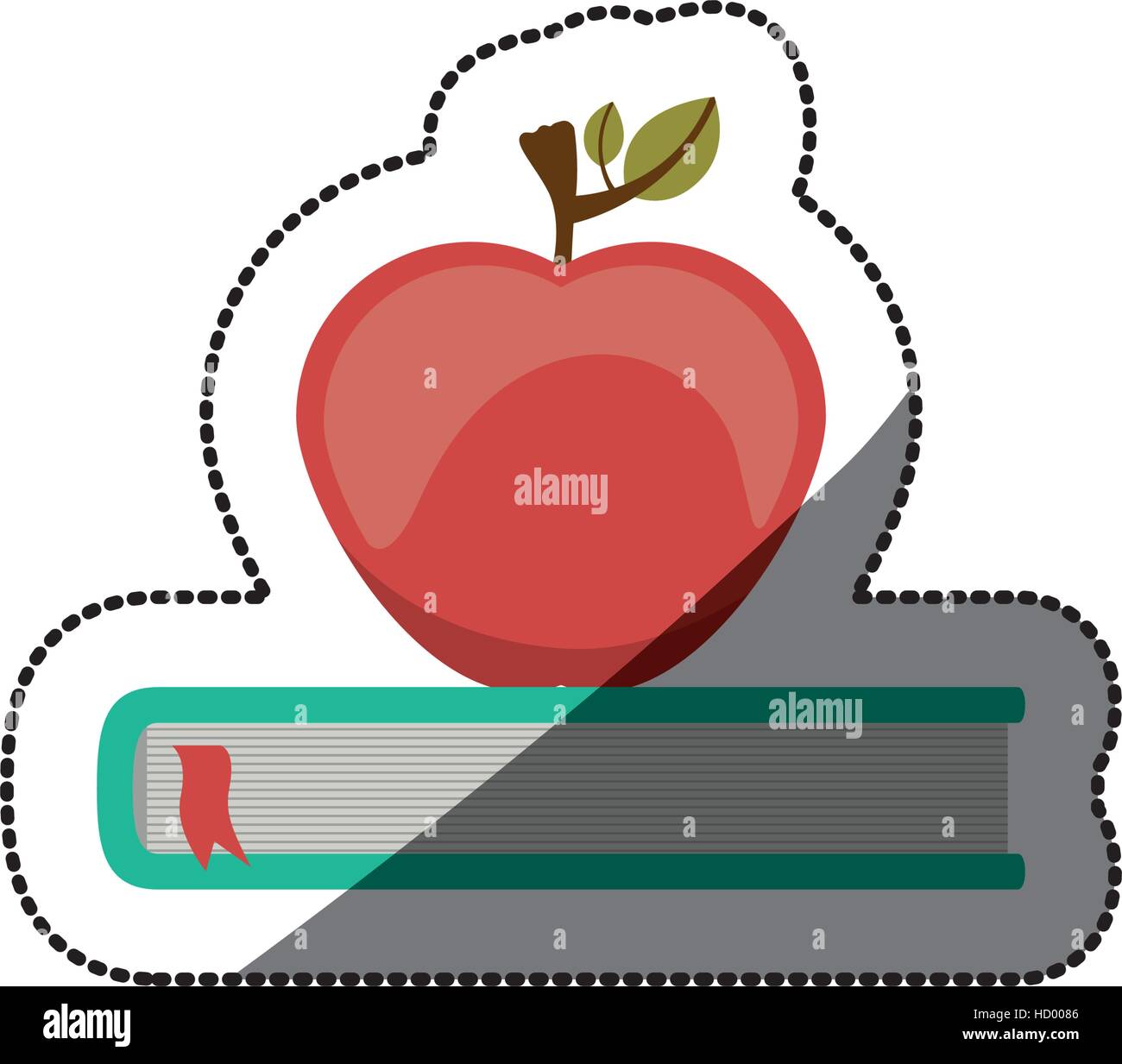 Book and apple icon. Education literature read and library theme ...