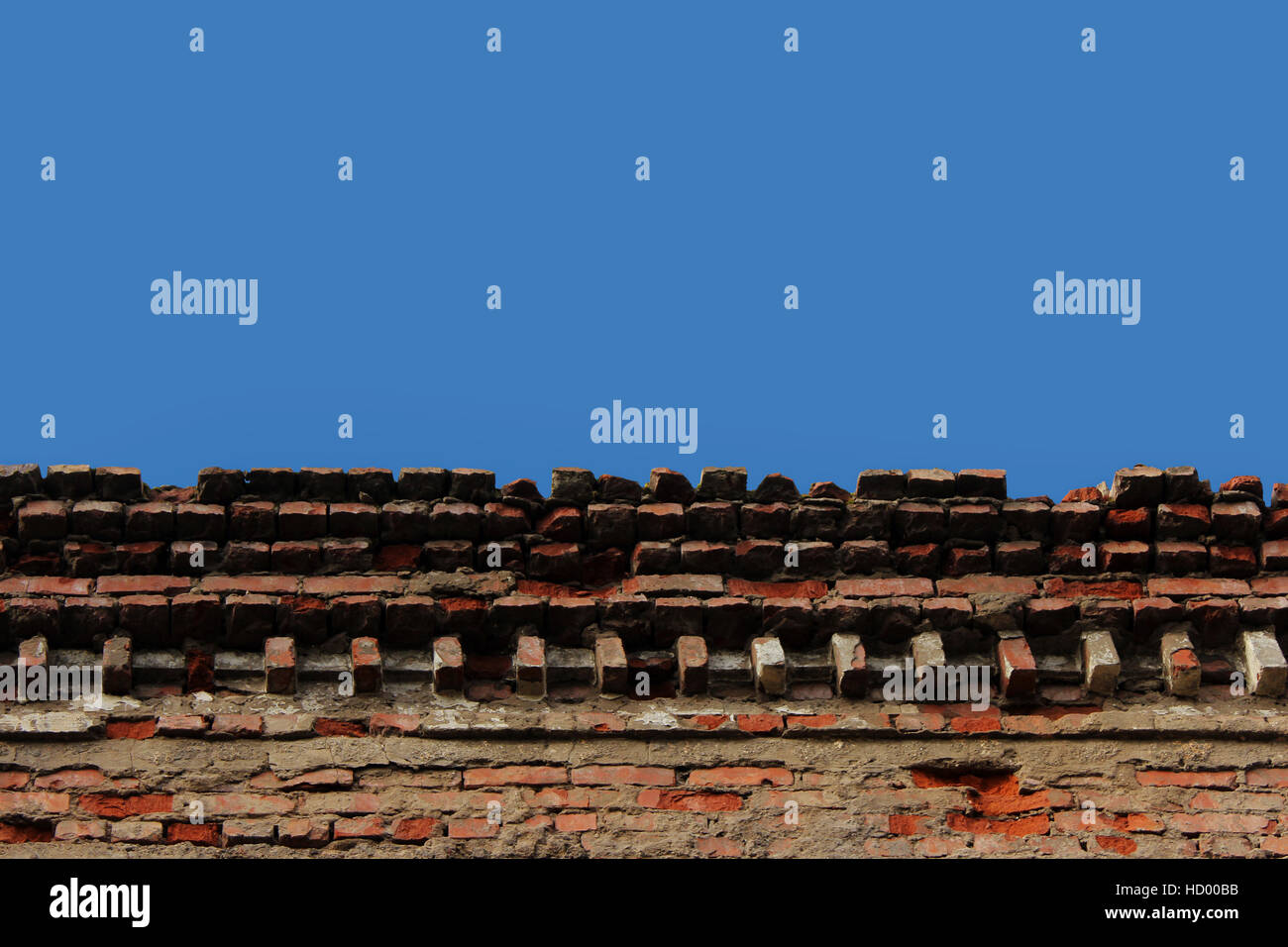 upper part of the old brick building against the sky Stock Photo - Alamy