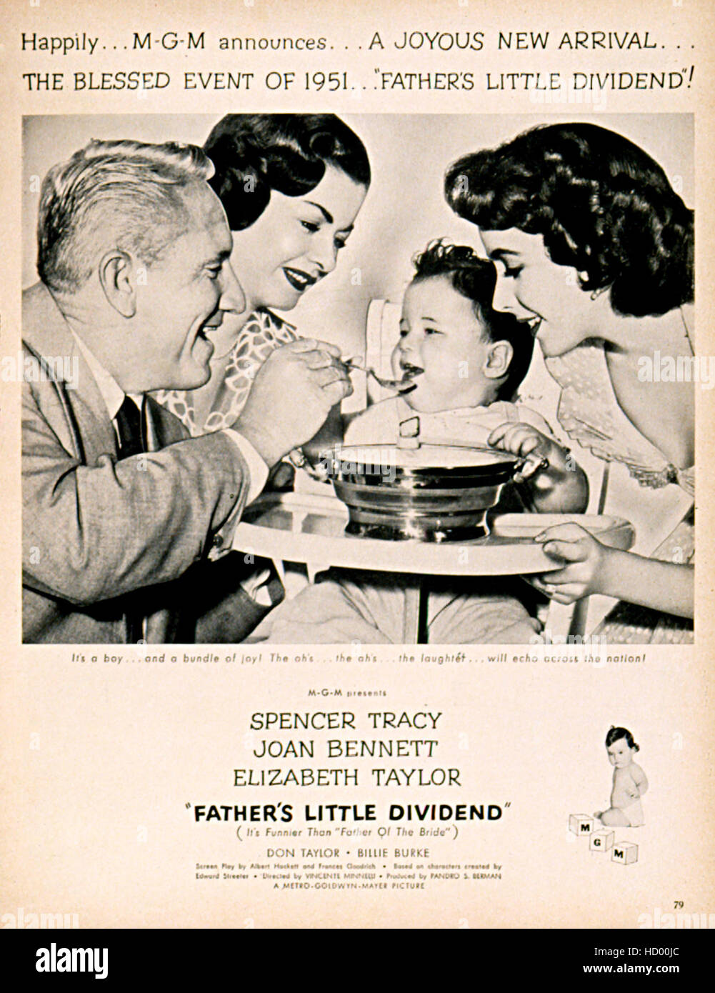 FATHER'S LITTLE DIVIDEND, Spencer Tracy, Joan Bennett, Elizabeth Taylor, 1951 Stock Photo - Alamy