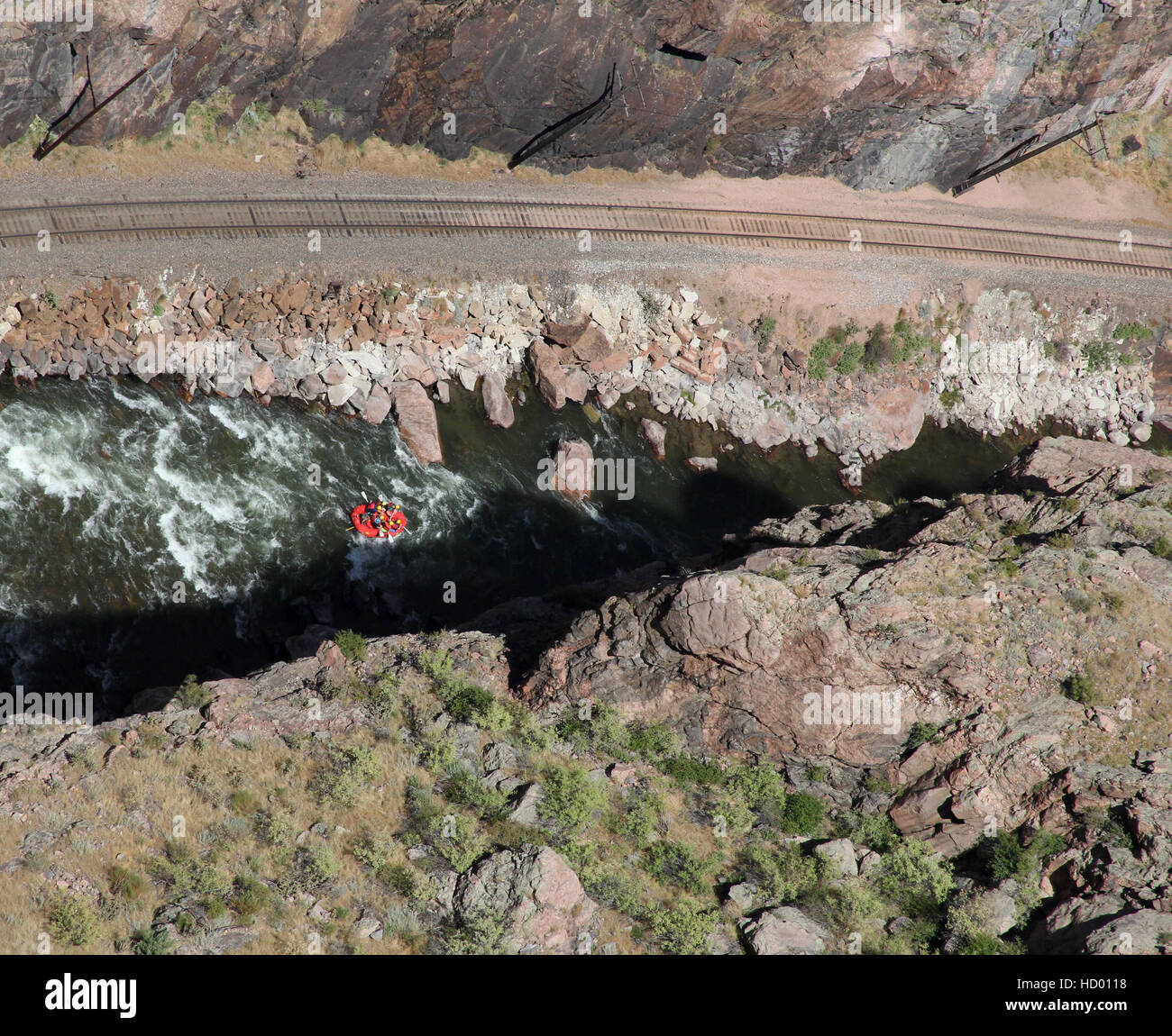 Royal Gorge Bridge crosses the above the Arkansas River. This shot is ...