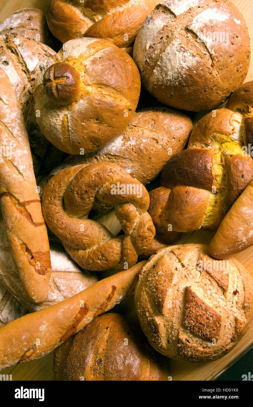 A selection of freshly baked artisan breads Stock Photo - Alamy