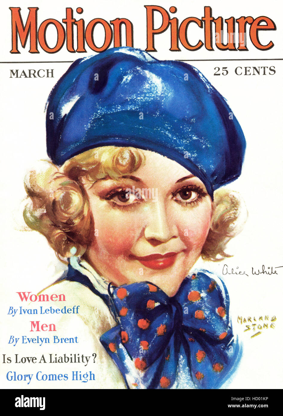 Alice White, Motion Picture magazine cover, March 1930 Stock Photo - Alamy