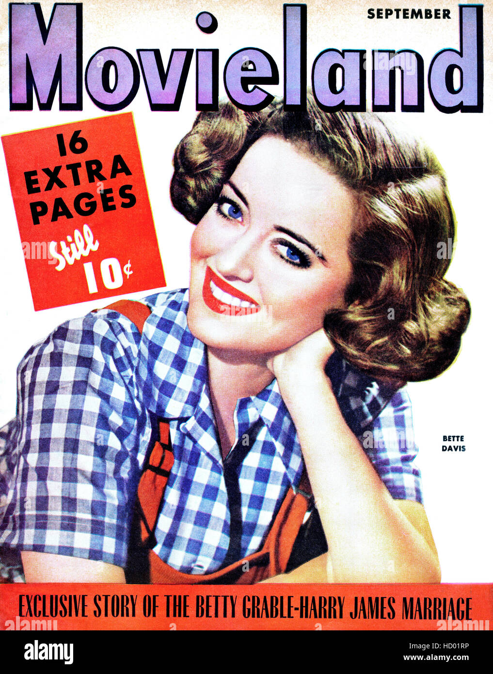 Bette Davis, Movieland magazine cover, September 1943 Stock Photo - Alamy