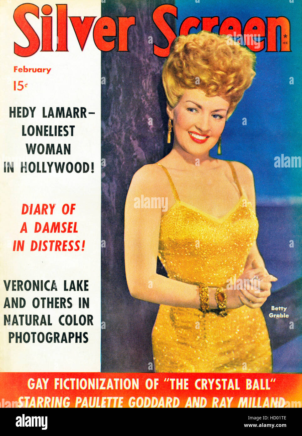 Betty Grable, Silver Screen magazine cover, February 1943 Stock Photo ...