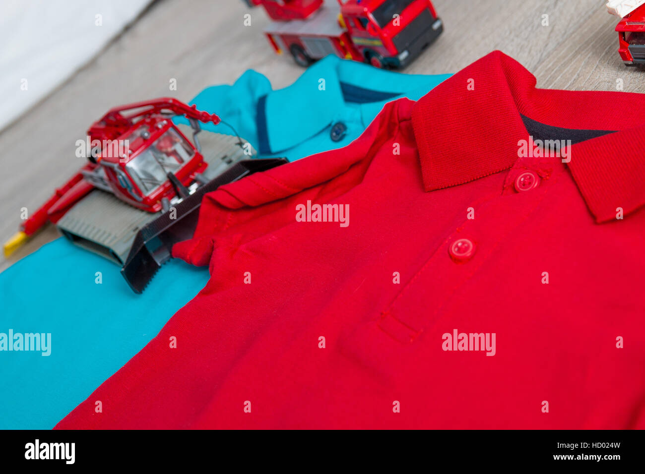 Two polo red and blue near set of car toy. Close up Stock Photo - Alamy