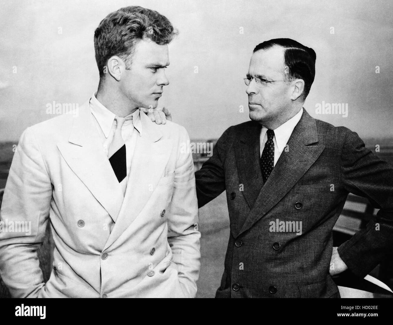 Publisher George Palmer Putnam, right, and his son, David Putnam, at ...