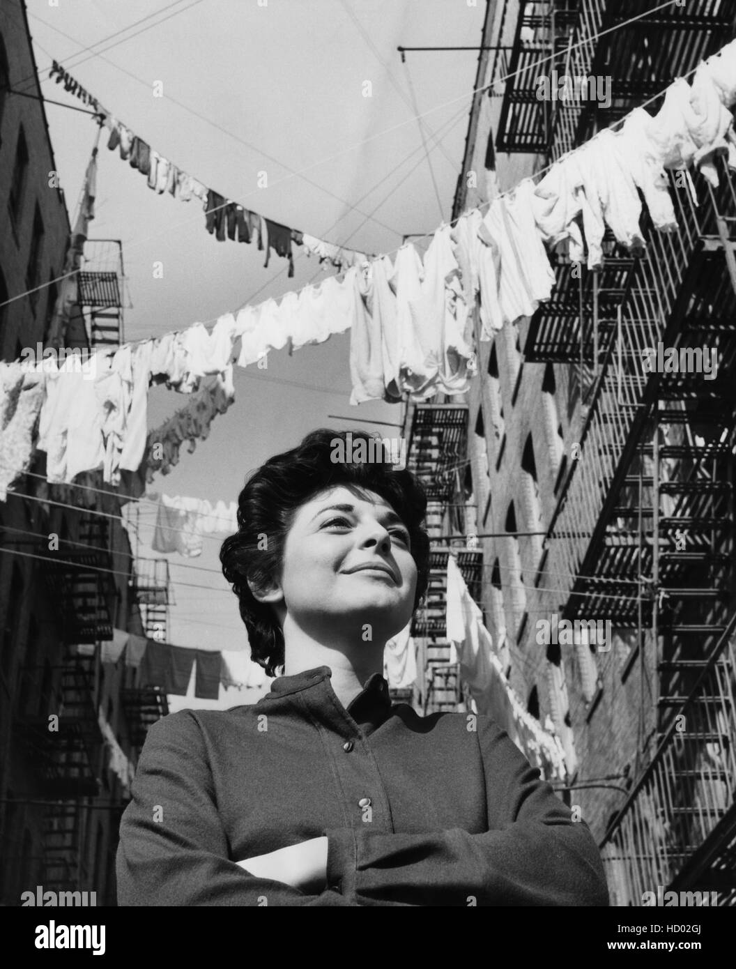 Anne Bancroft in her old neighborhood, Bronx, New York, 1958 Stock ...