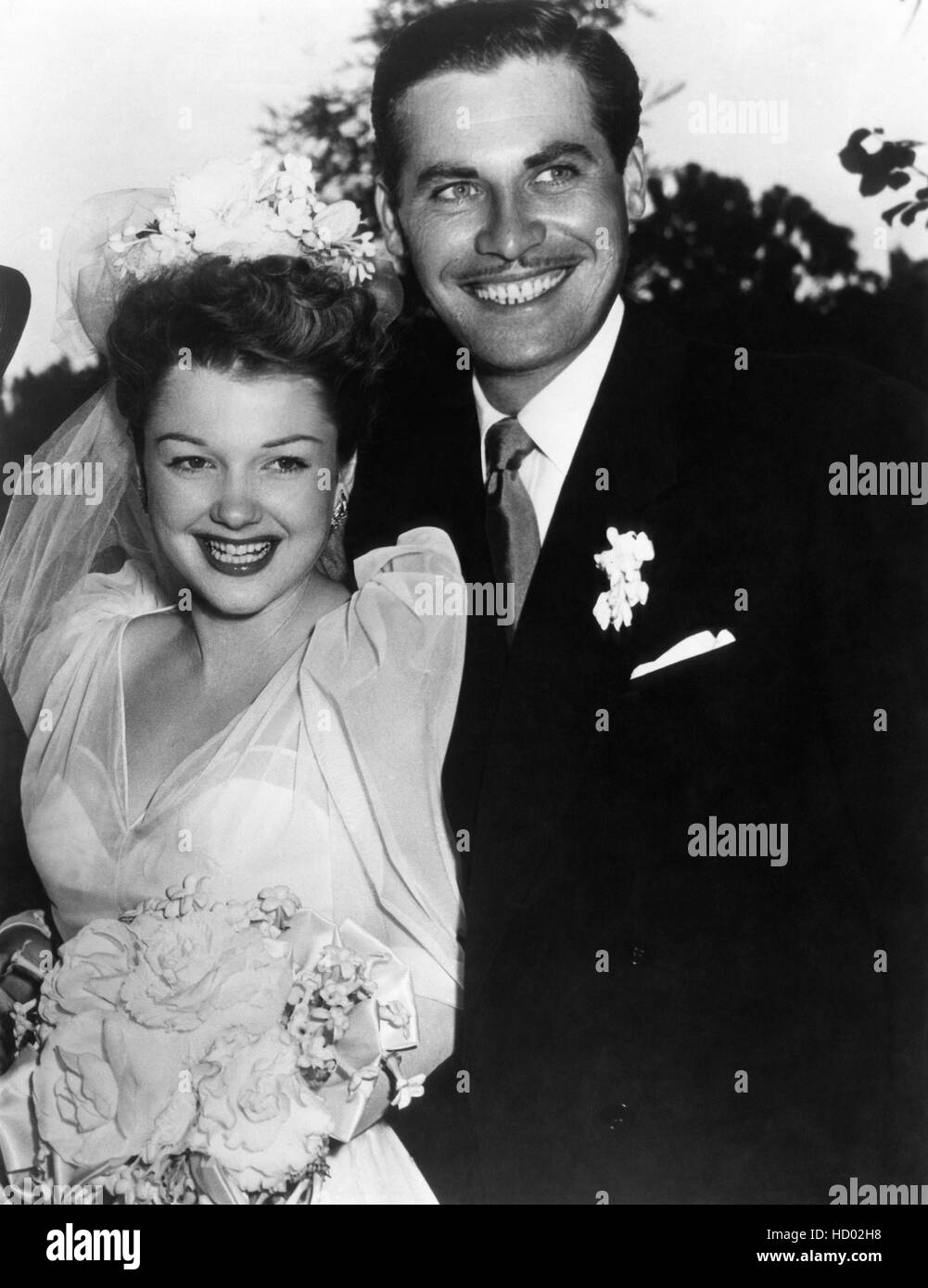 Burlingham, California, wedding of Anne Baxter and John Hodiak, July 7 ...