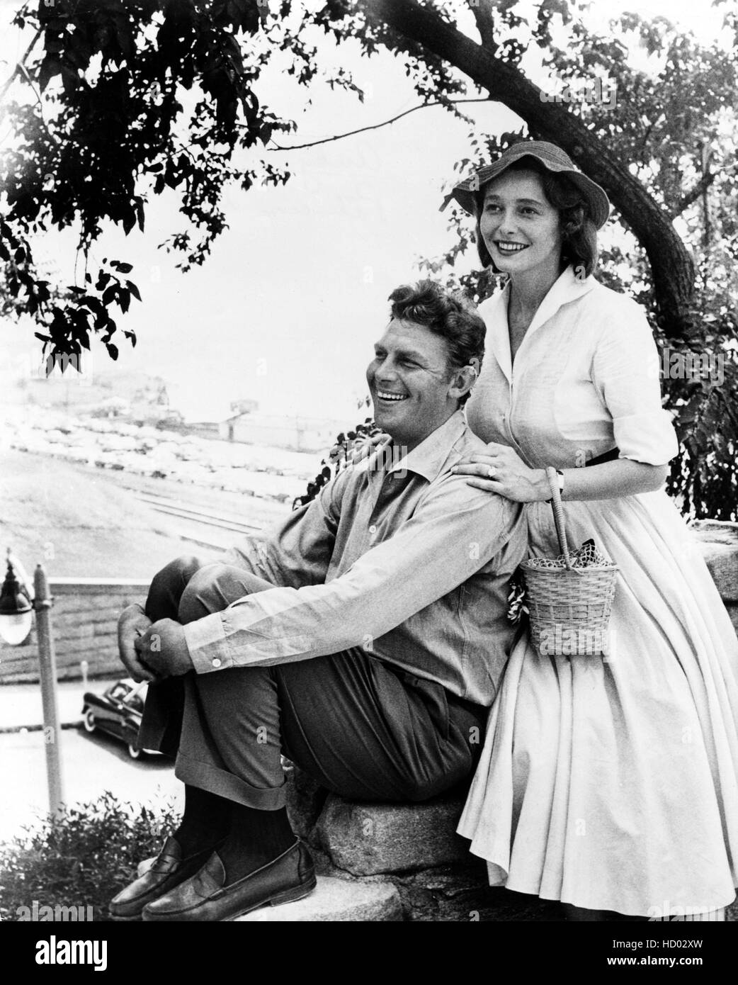 Andy Griffith and Patricia Neal in a candid moment, circa 1950s Stock ...