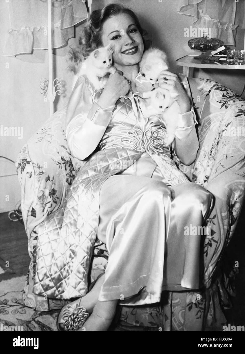 Anne Jeffreys, celebrating National Cat Week by being climbed upon by ...