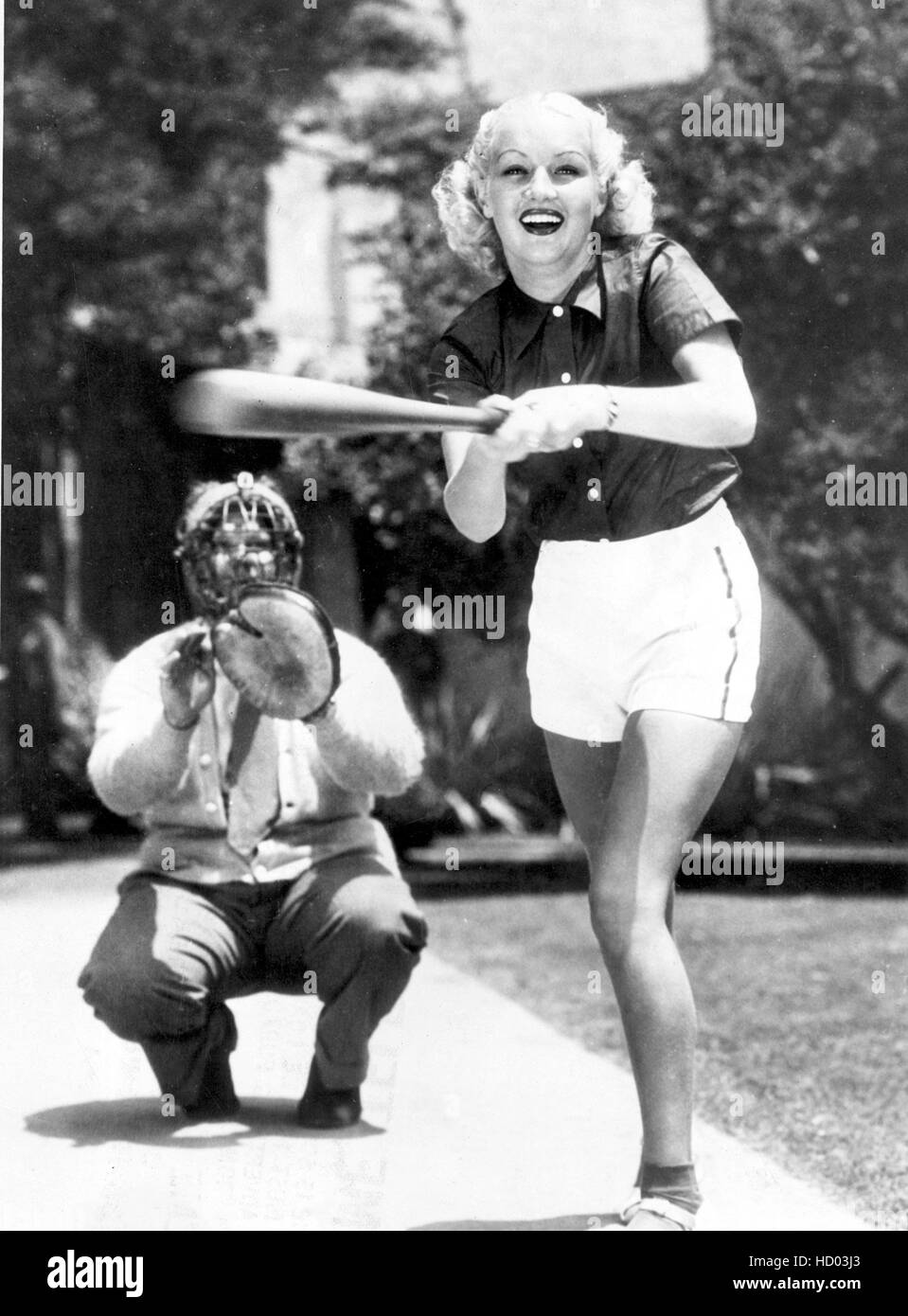 SONNY LAMONT and BETTY GRABLE play ball during an all RKO employees ...
