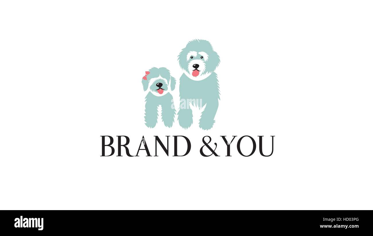 Two dogs vector logo design template. Cute dogs vector illustration ...