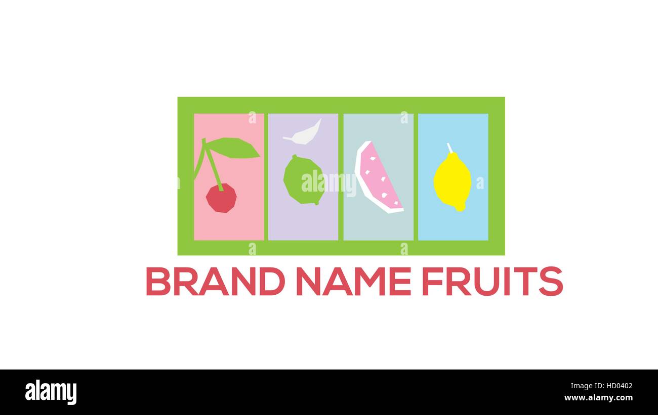 Fresh fruits vector logo design template. Organic salad vector logo ...