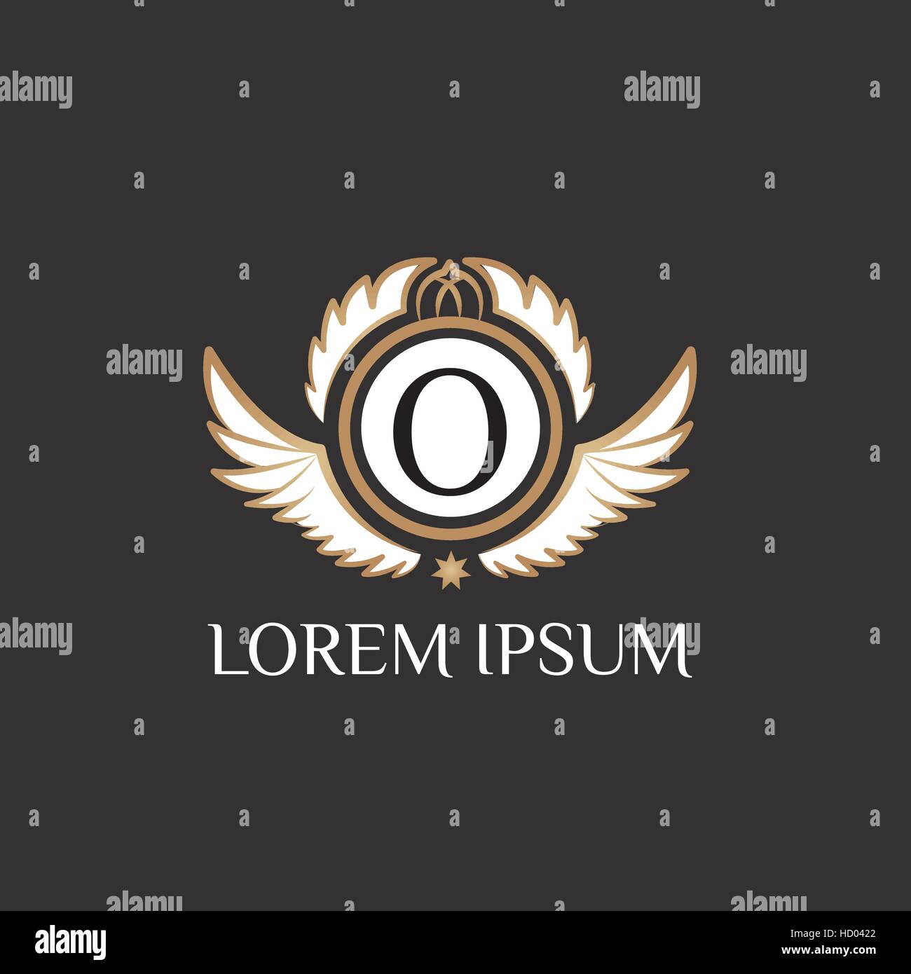 O letter wings logo vector template (icon, sign, symbol, emblem, tattoo ...