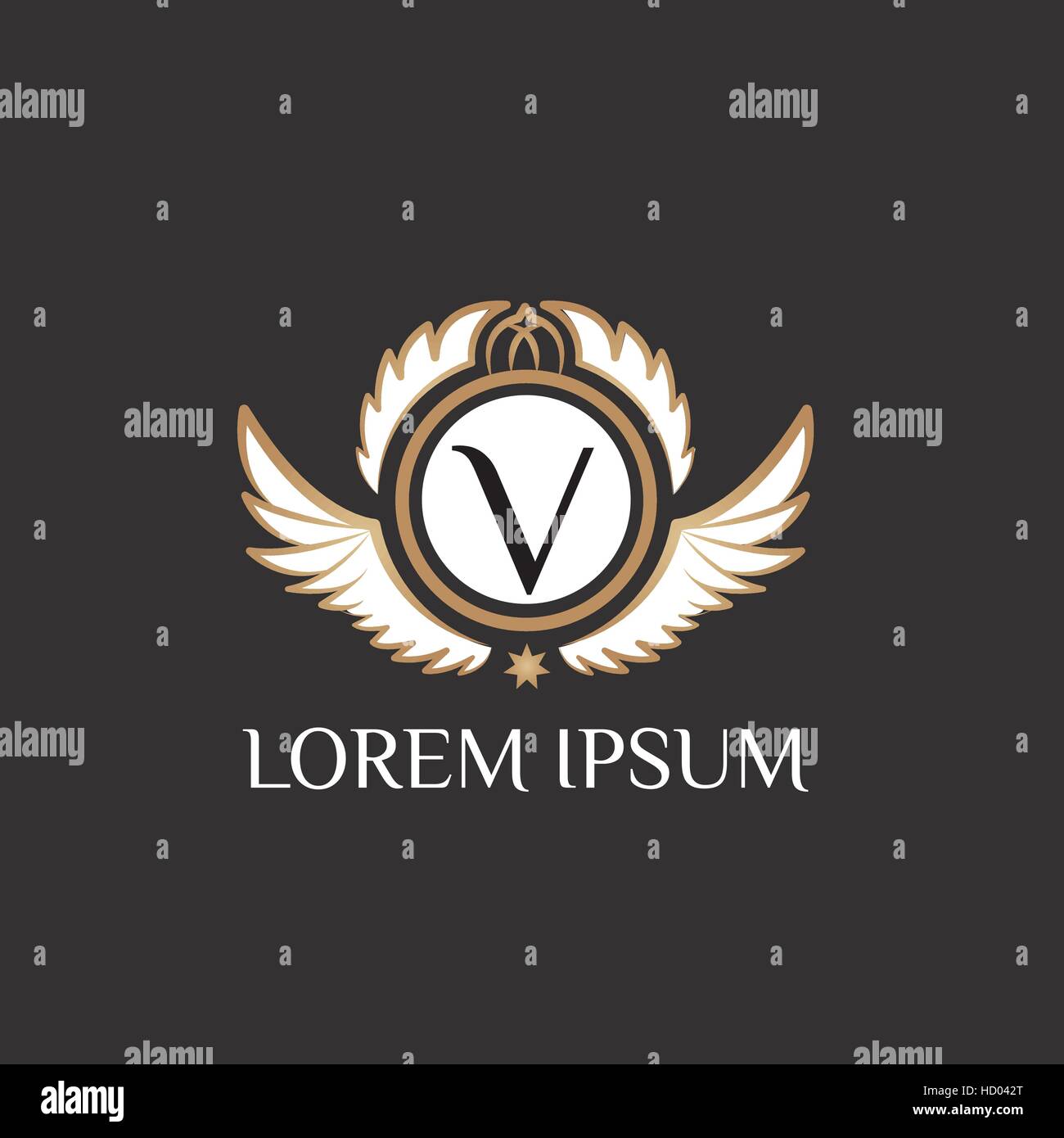 V letter wings logo vector template (icon, sign, symbol, emblem, tattoo ...