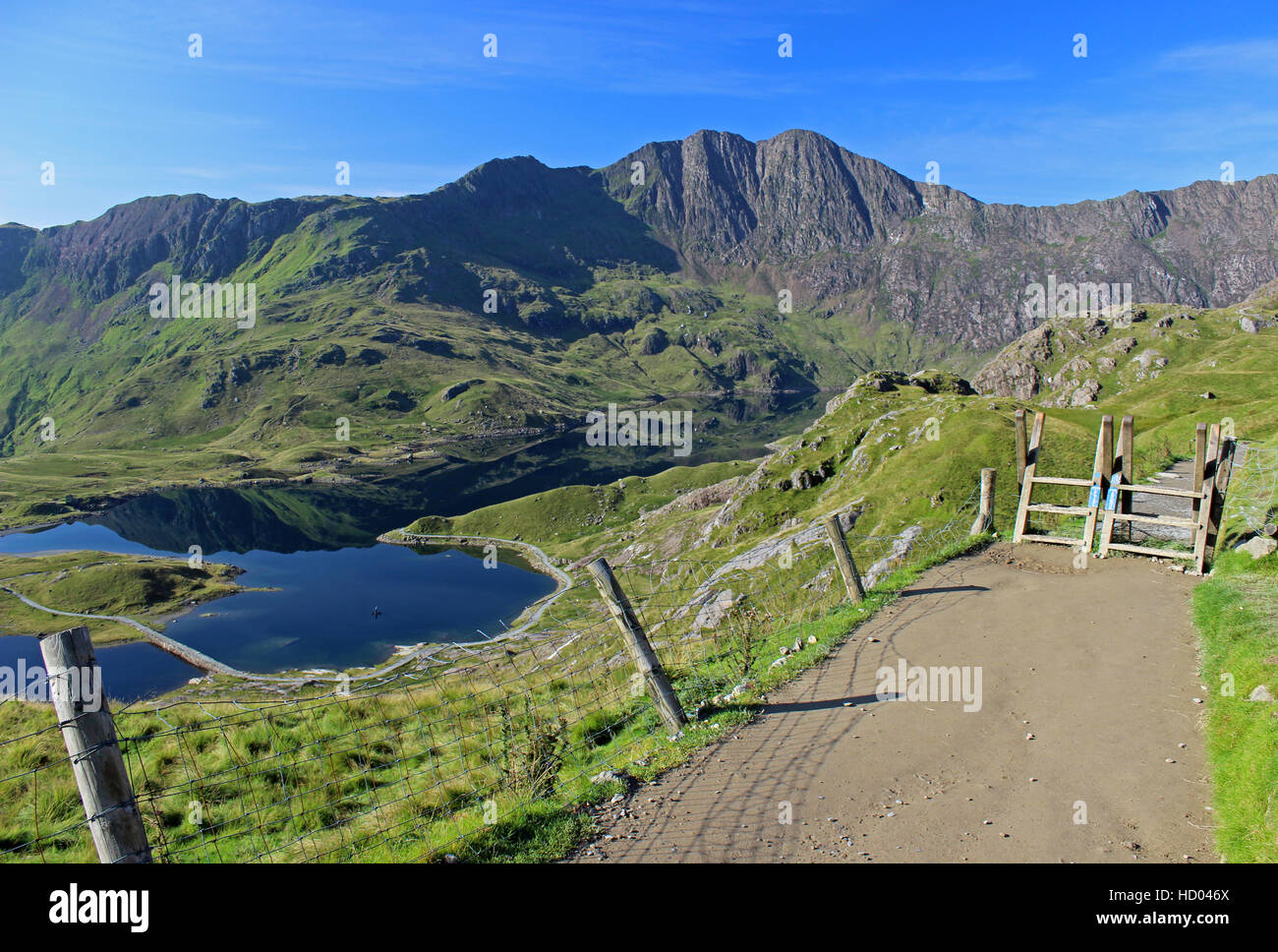 View from Pyg Path of Snowdon summit Snowdonia National Park Wales ...