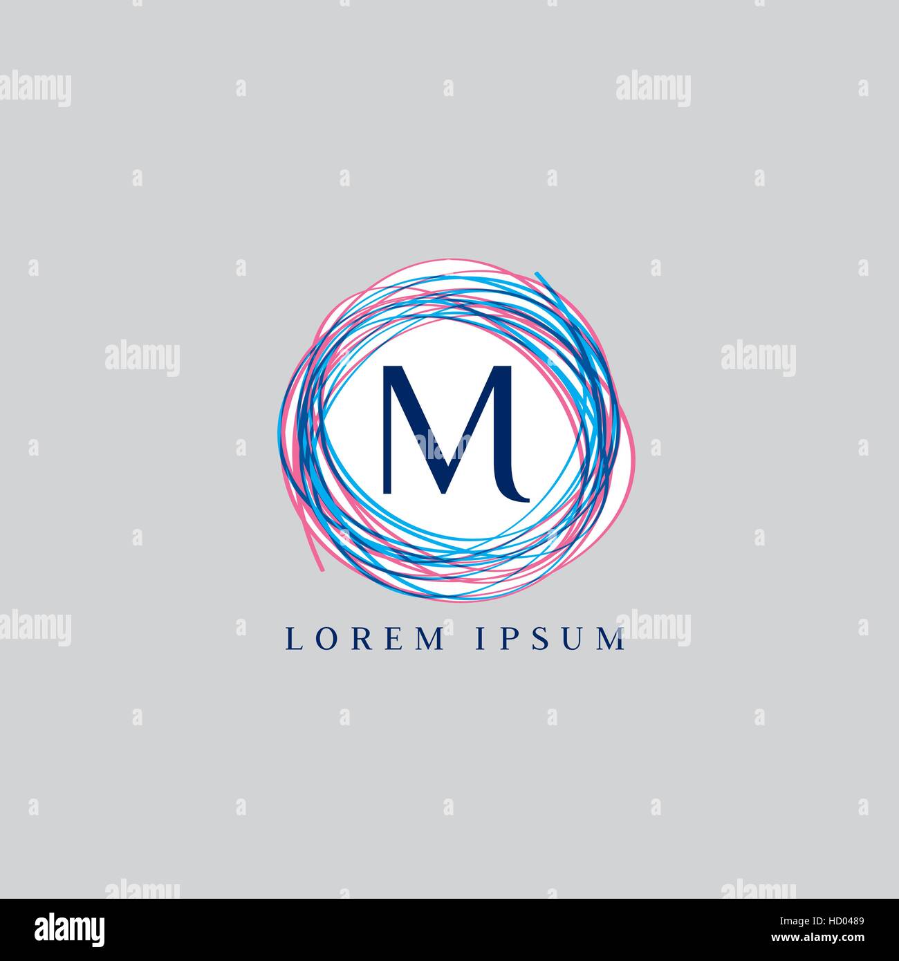 Logo template vector representing wreath and the letter M. Nest linear ...